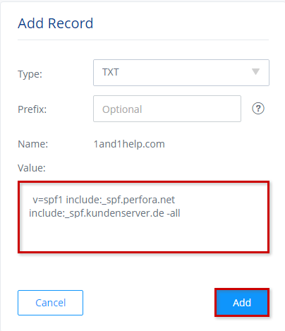 How to add a CAA record on 1and1