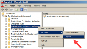 How to Import Intermediate and Root Certificates Using MMC