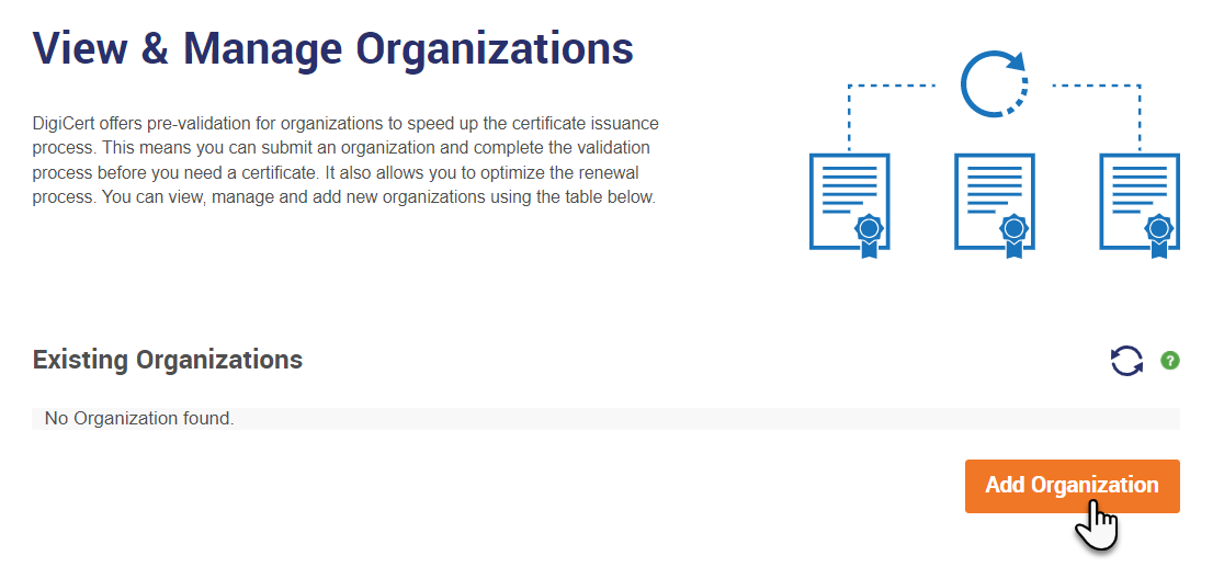 Manage Organizations (DigiCert) - Knowledge Base